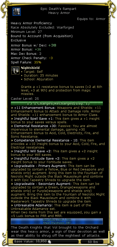 Item:Epic Death's Rampart - DDO wiki