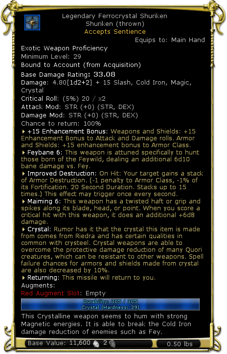 Item:Legendary Ferrocrystal Shuriken - DDO wiki