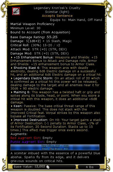 Item:Legendary Kron'zek's Cruelty - DDO wiki