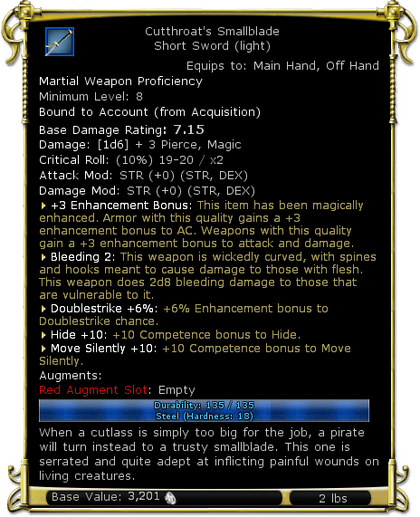 Item:Cutthroat's Smallblade (level 8) - DDO wiki