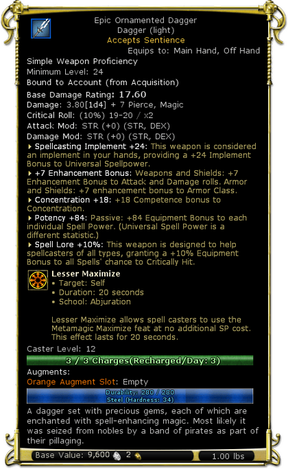 Item:Epic Ornamented Dagger (level 24) - DDO wiki