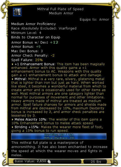 Item:Mithral Full Plate of Speed (Striding version) - DDO wiki