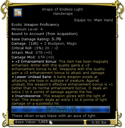 Item:Wraps of Endless Light (level 4) - DDO wiki